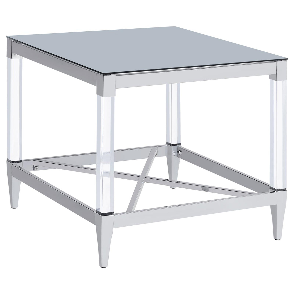 square silver side table