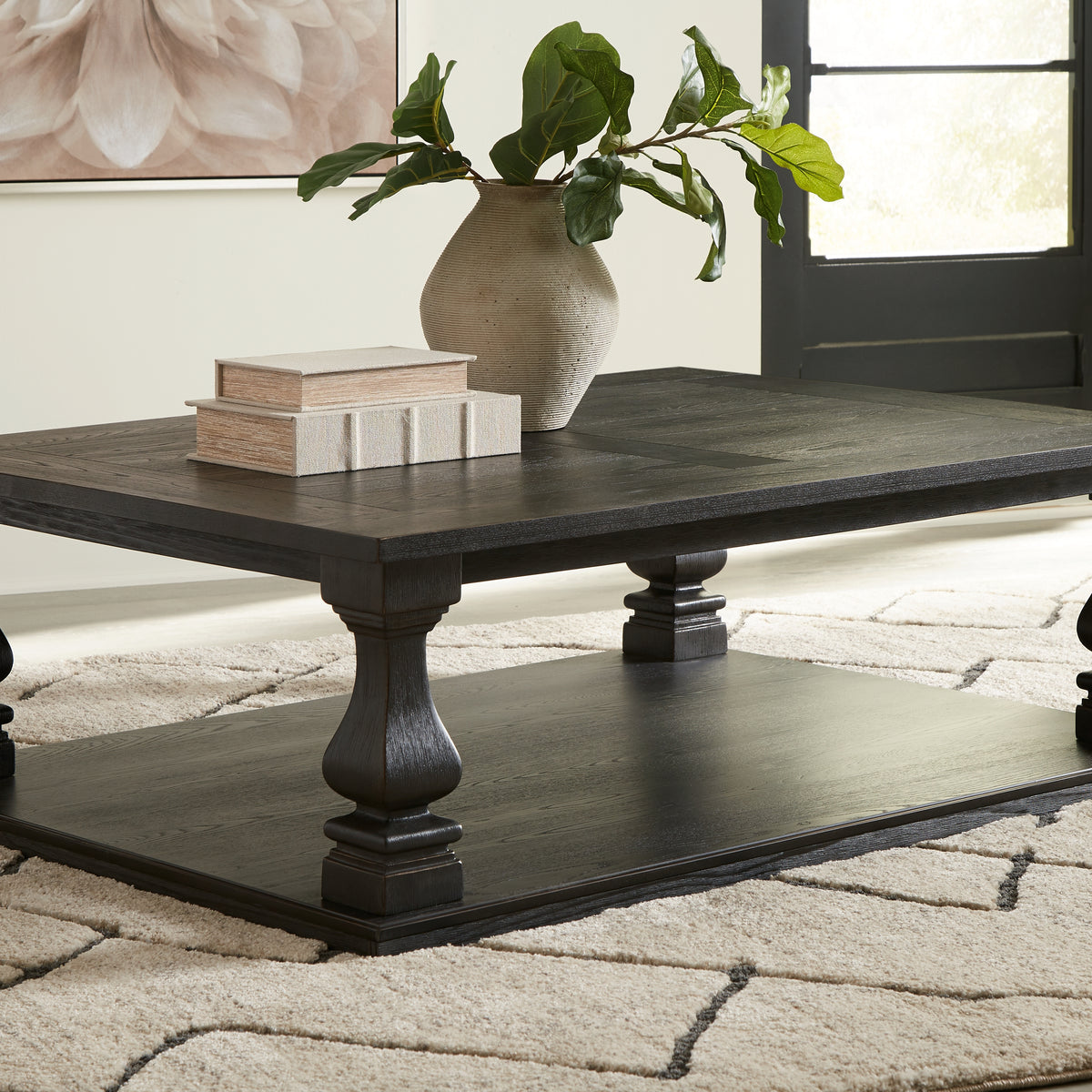 Wellturn Black Coffee Table - Luna Furniture