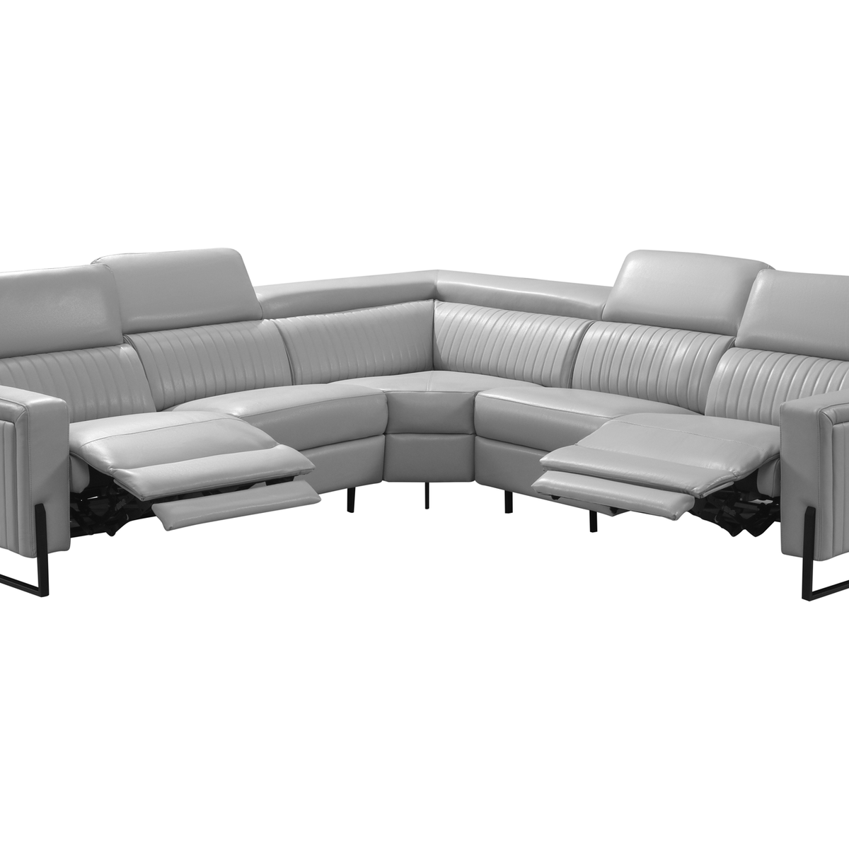 ESF Furniture 2787 Grey/Silver Top-grain Leather Power Reclining ...
