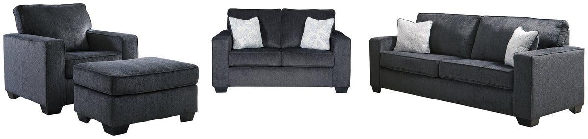 Altari Sofa, Loveseat, Chair and Ottoman in Slate – Luna Furniture