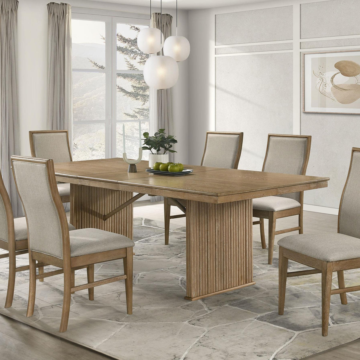 Adina Distressed Light Brown 7-Piece Extension Leaf Dining Set – Luna ...