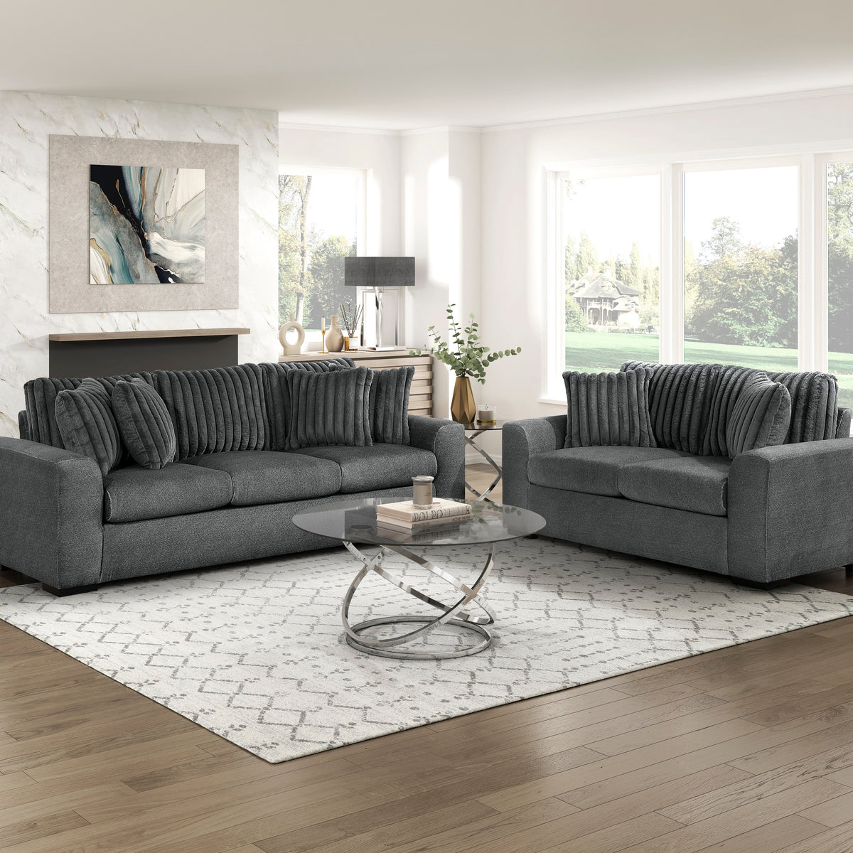 Homelegance Athena Dark Gray Living Room Set – Luna Furniture
