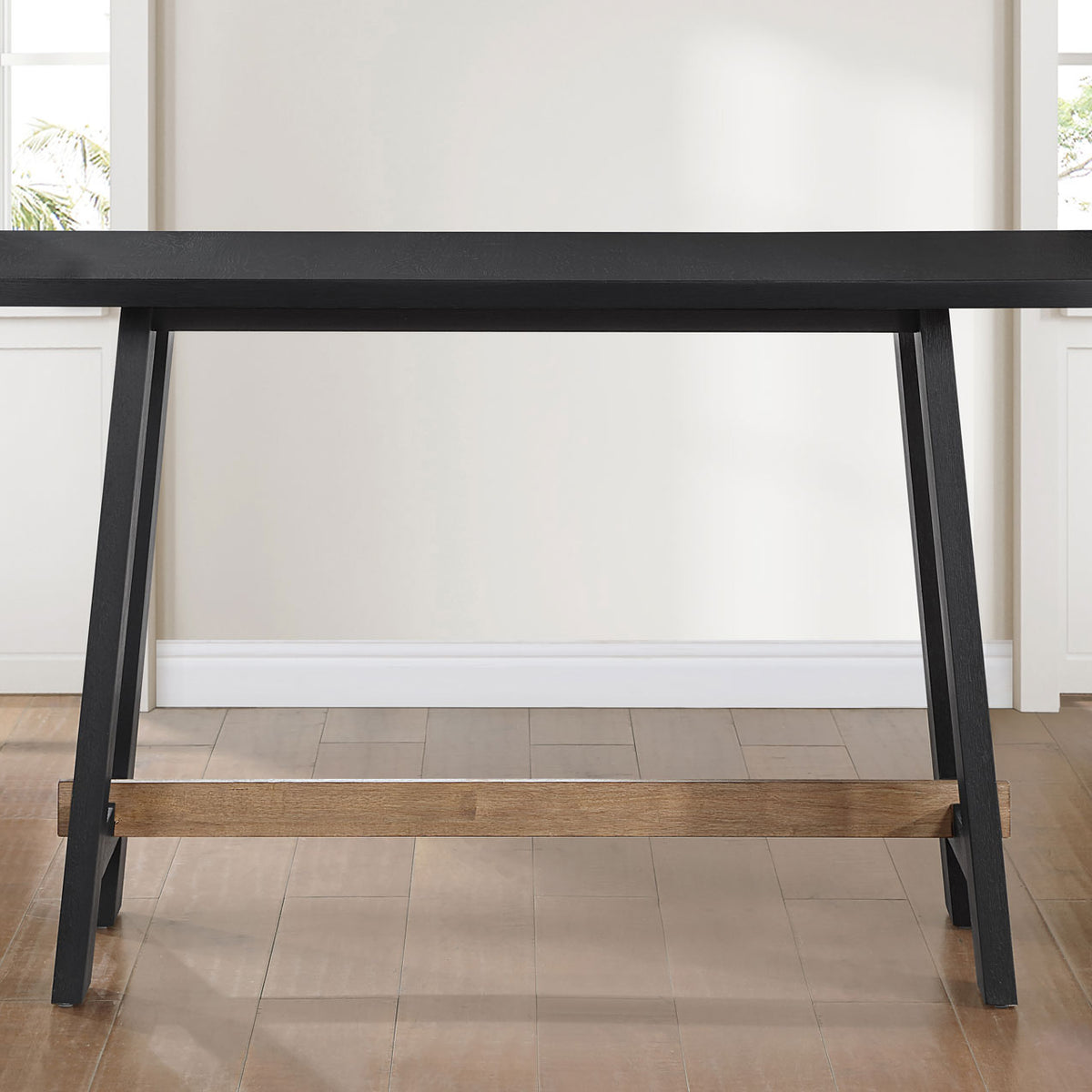 Aubrey 59.5″ Black Counter Table with Driftwood Stretcher – Luna Furniture