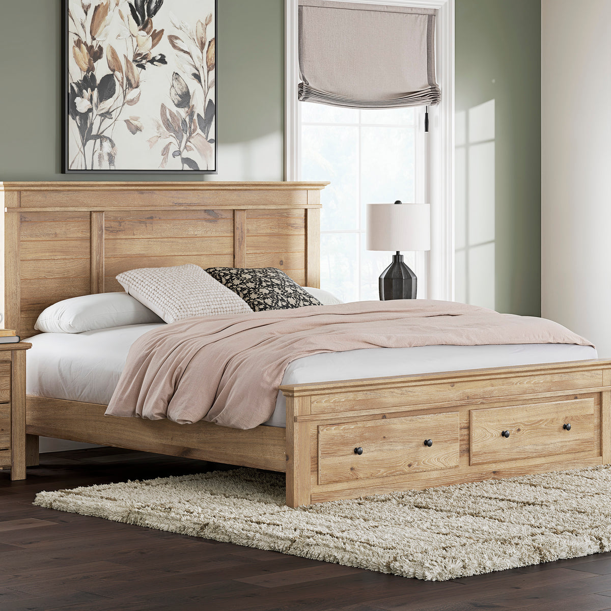 Makidern Tan King Panel Storage Bed – Luna Furniture