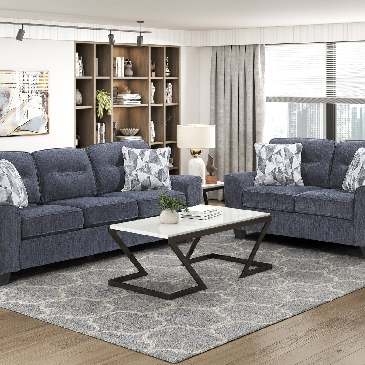 Bennett Blue Living Room Set – Luna Furniture