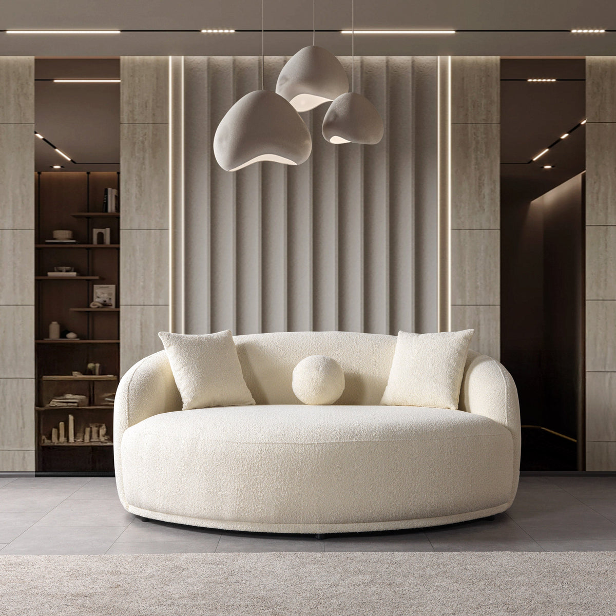 Bonita Ivory Boucle Round Sofa – Luna Furniture