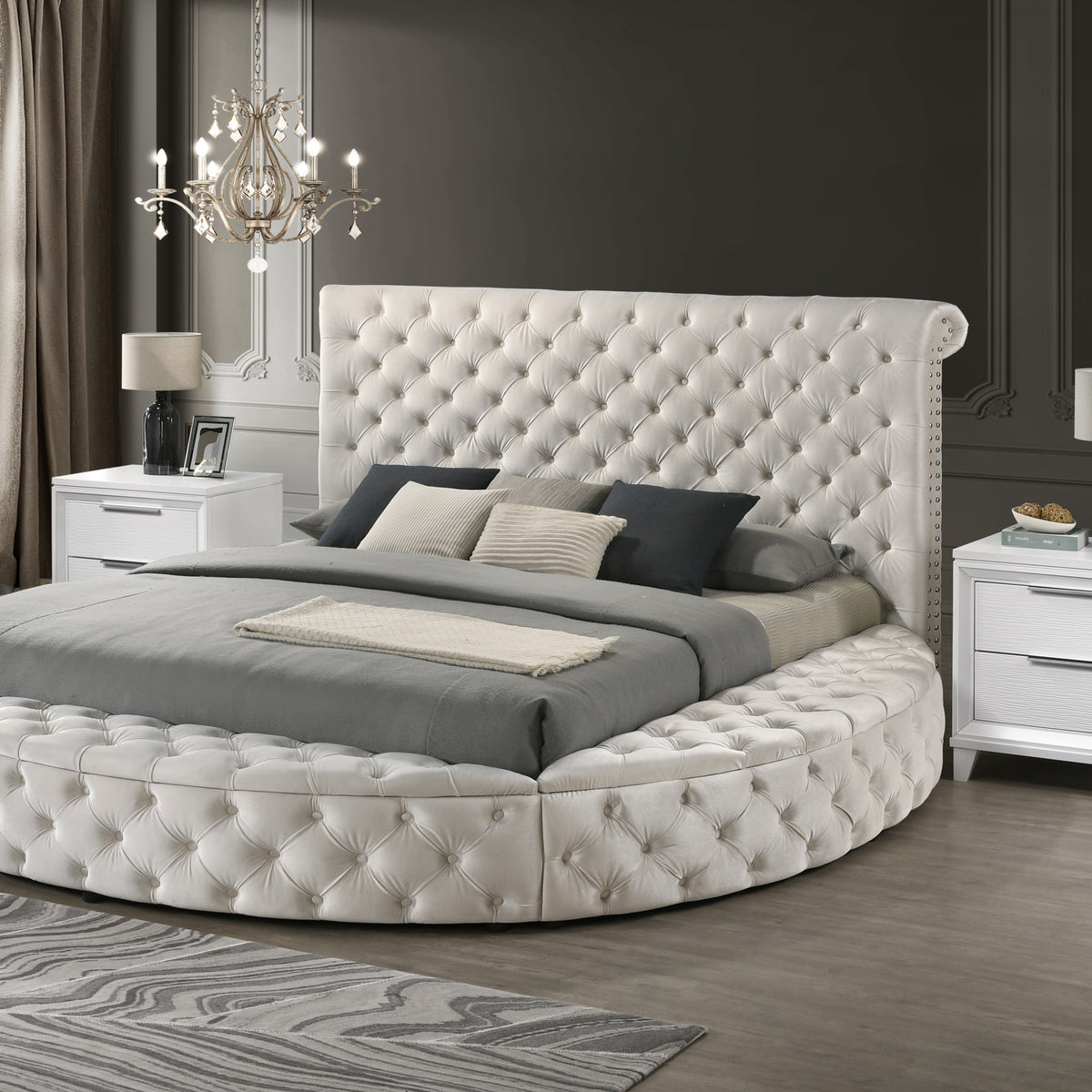 Brigitte Ivory Queen Upholstered Storage Panel Bed – Luna Furniture