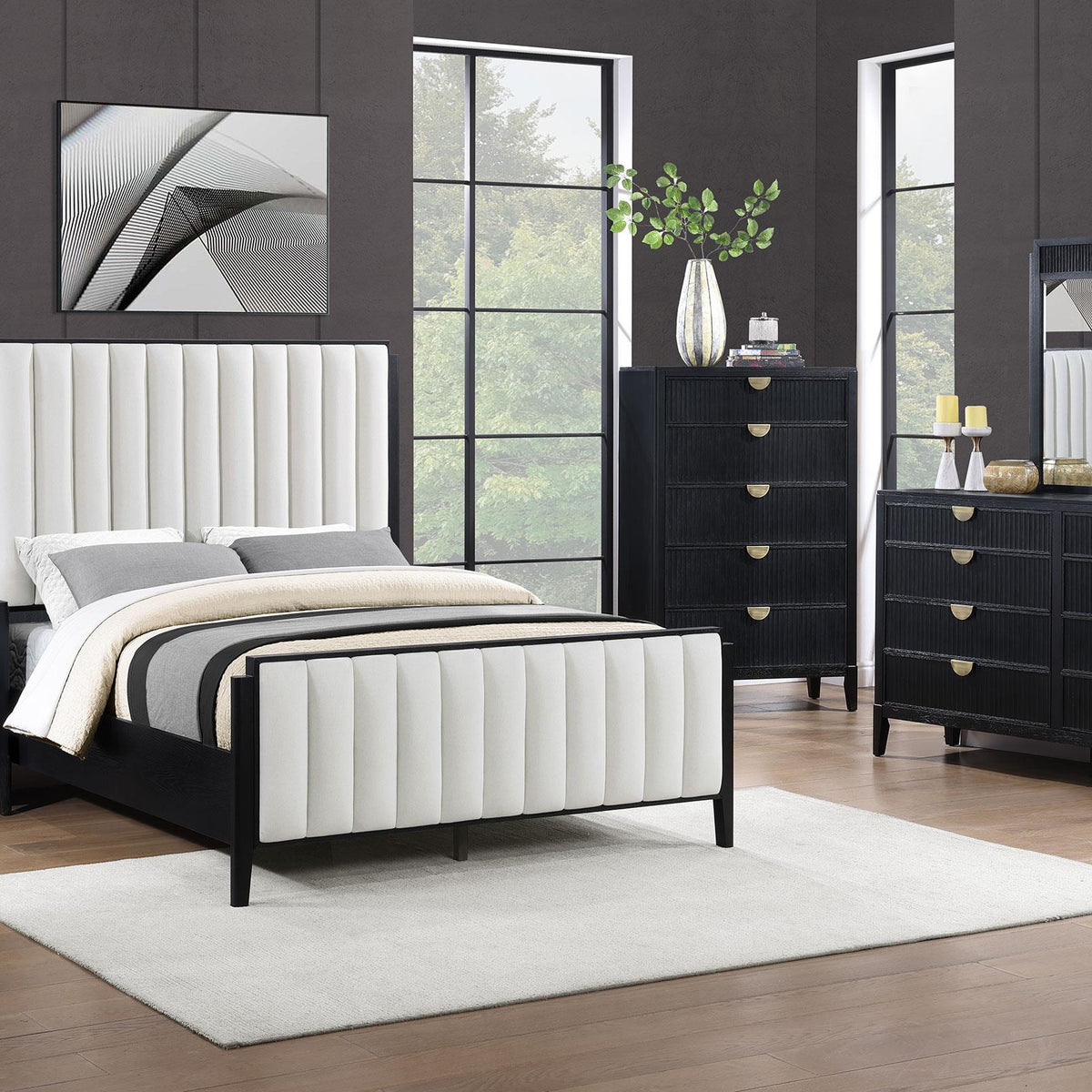 Coaster Brookmead Black 5-Piece Upholstered California King Bedroom Set ...