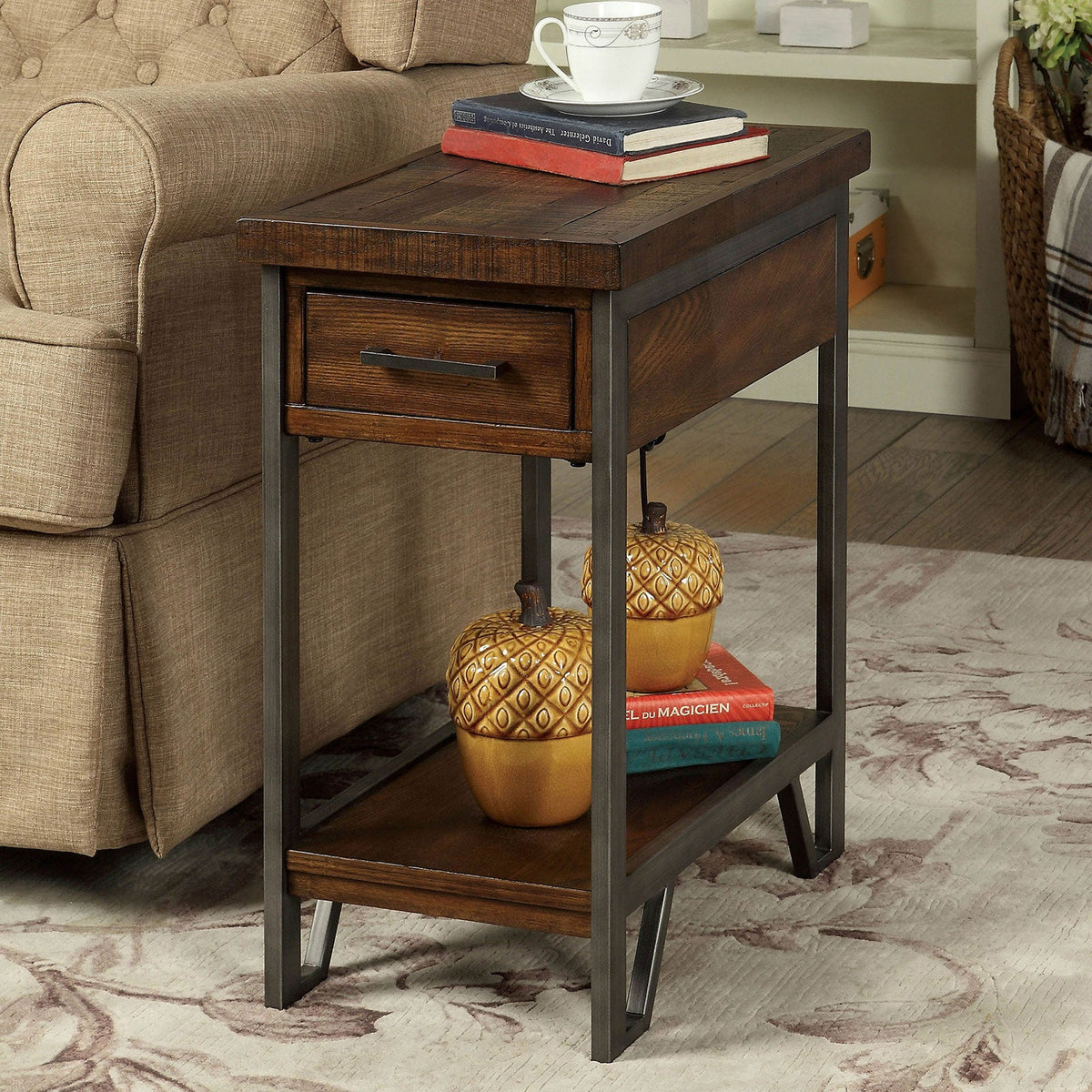 Brick Attic Oak/Multi Side Table – Luna Furniture