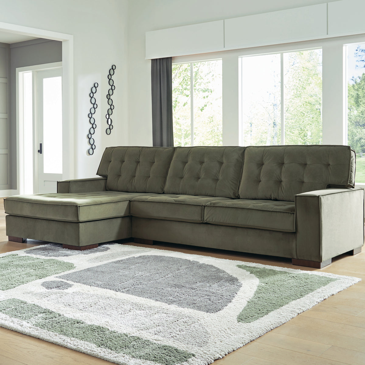 Caspian-Town Olive 2-Piece LAF Chaise Sectional – Luna Furniture