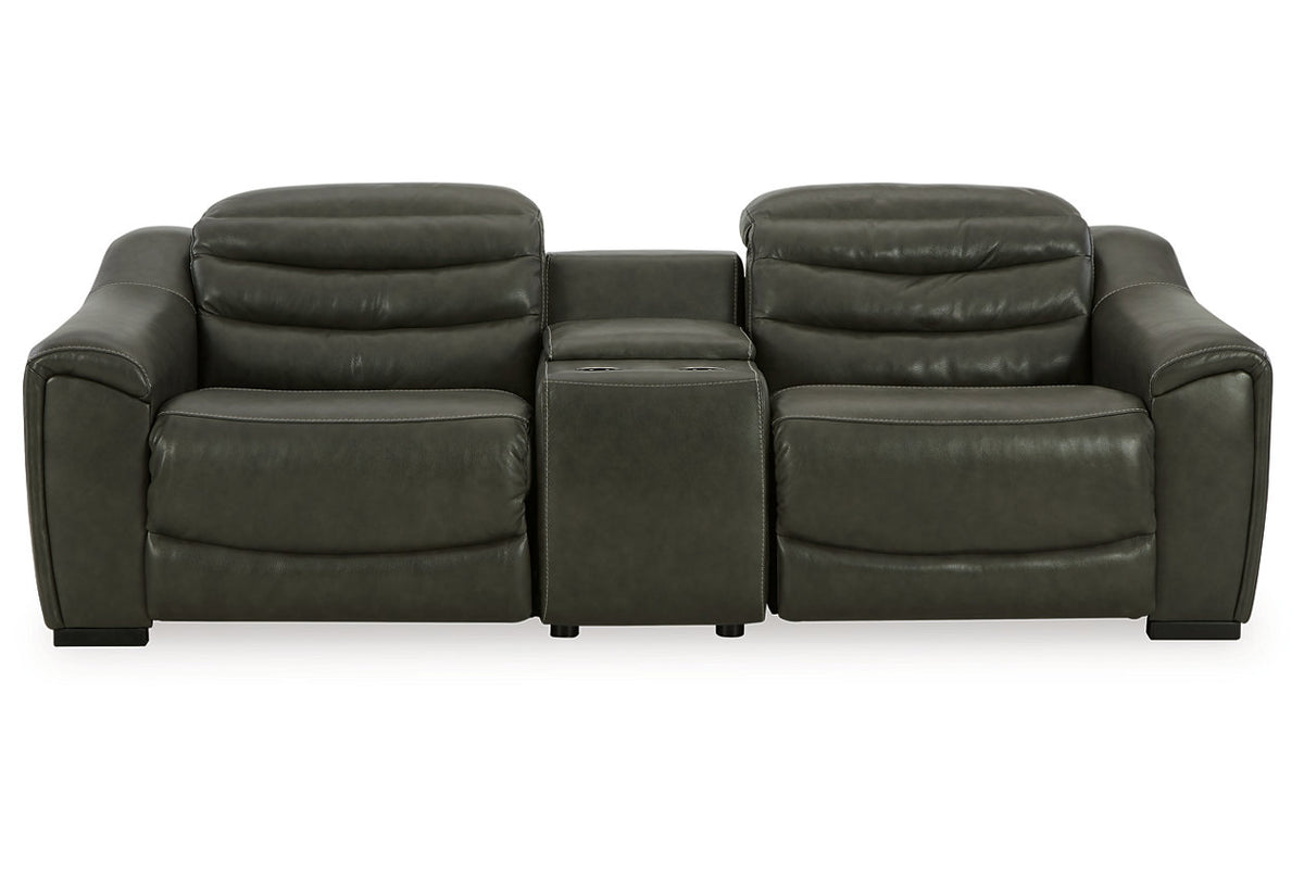 Ashley Center Line Dark Gray 3-Piece Power Reclining Loveseat with ...