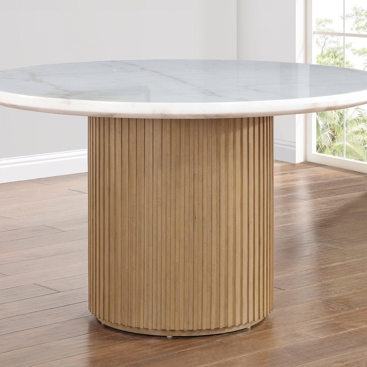 Colvin Toffee 52″ Round White Marble Top Dining Table – Luna Furniture