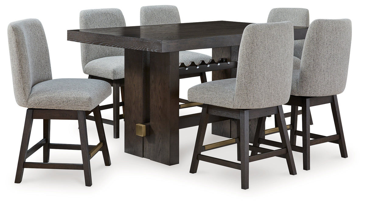 Burkhaus Dark Brown Counter Height Dining Table and 6 Barstools – Luna ...