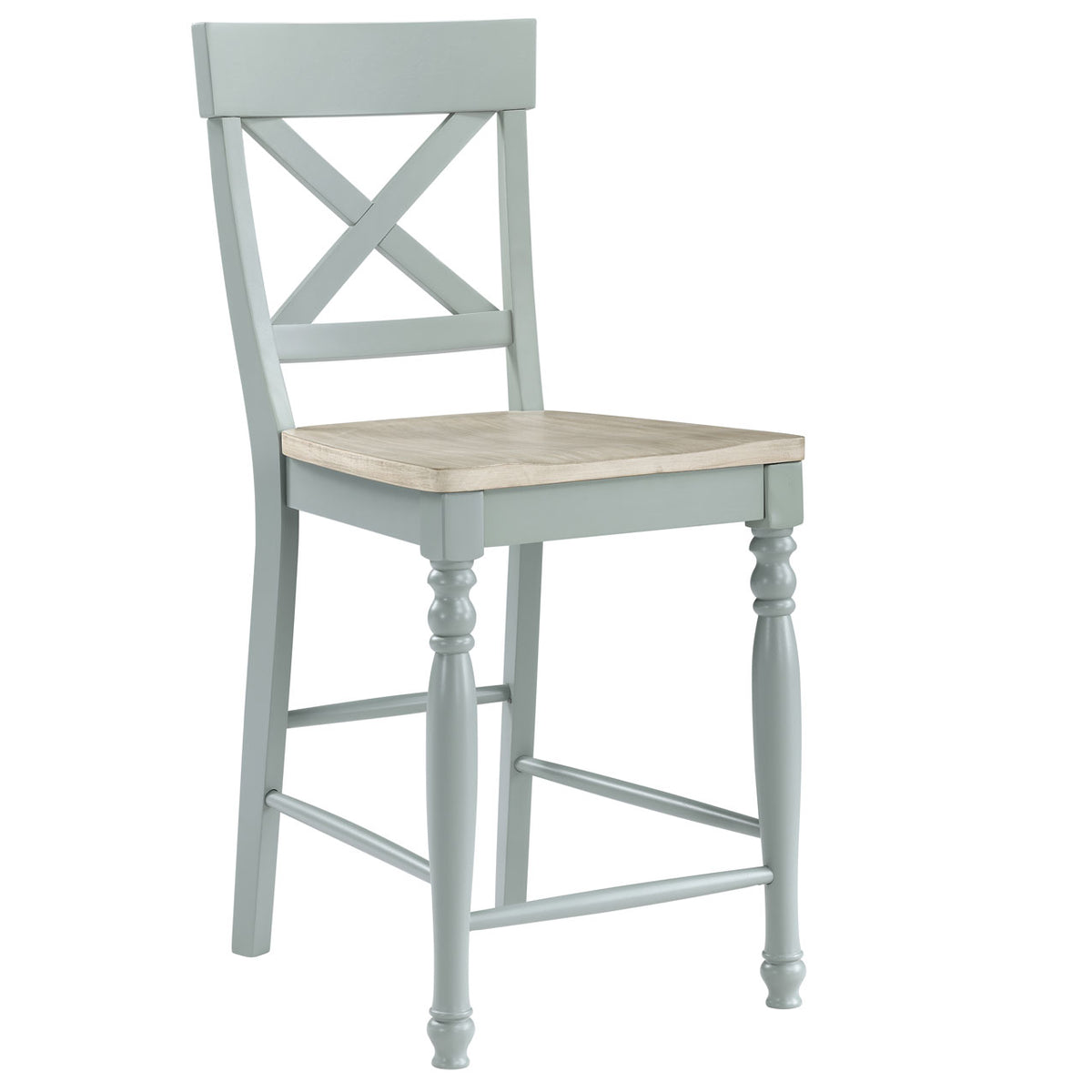 Steve Silver Darcy Solid Wood 24″ Counter Stool, Mint Green and Natural ...