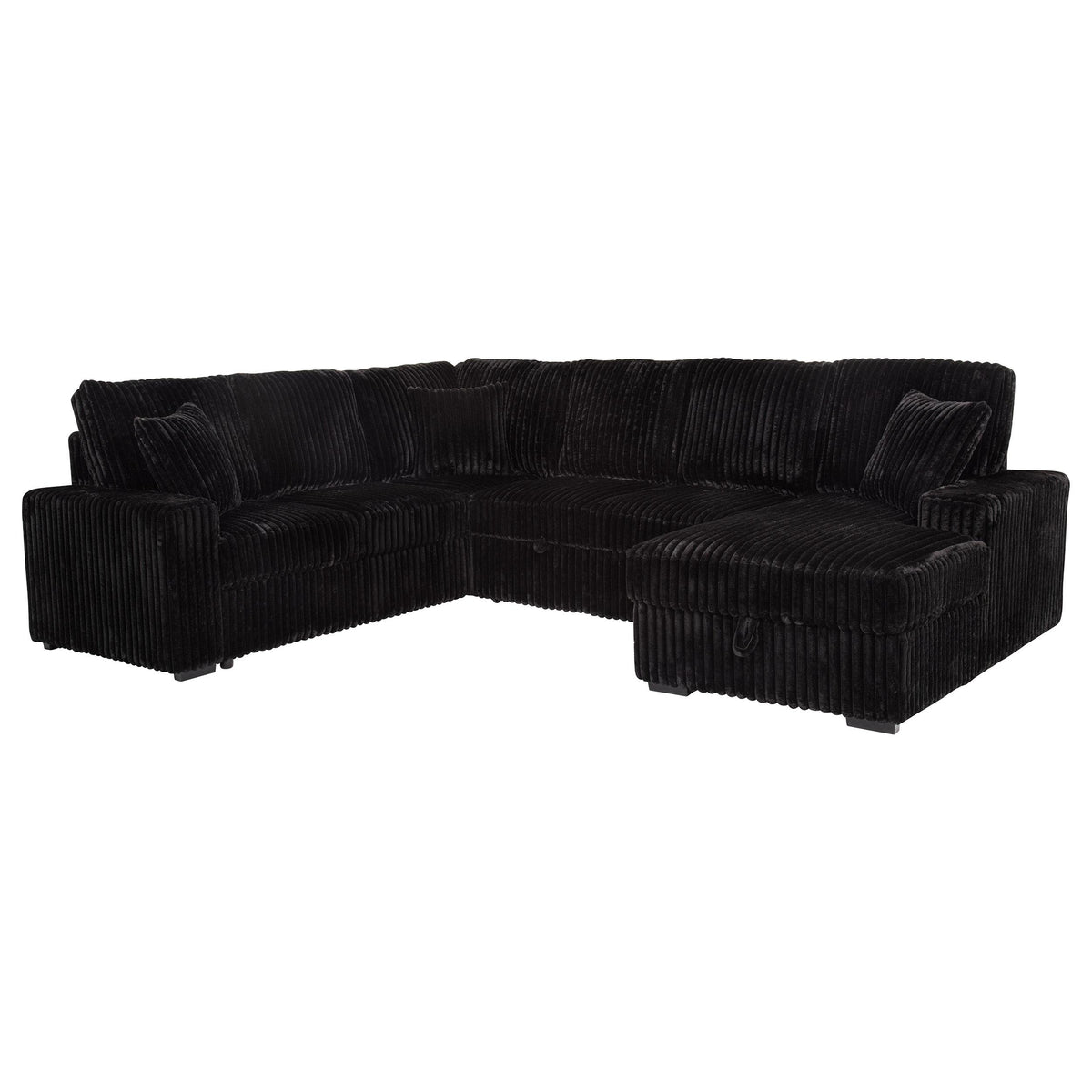 Devonshire Black Sleeper Sectional Sofa with Storage Chaise – Luna ...