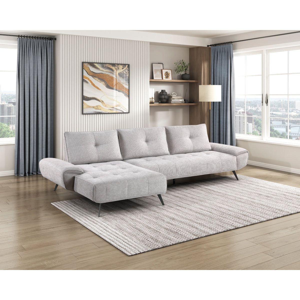 Dominic Light Gray 2-Piece Sectional with Left Chaise – Luna Furniture