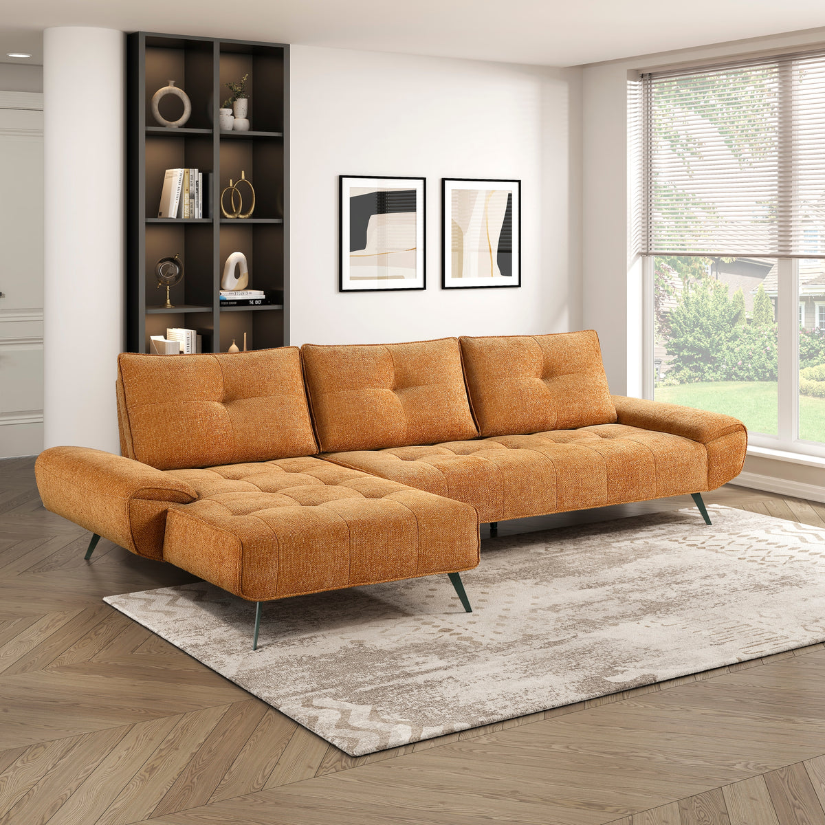 Dominic Orange 2-Piece Sectional with Left Chaise – Luna Furniture
