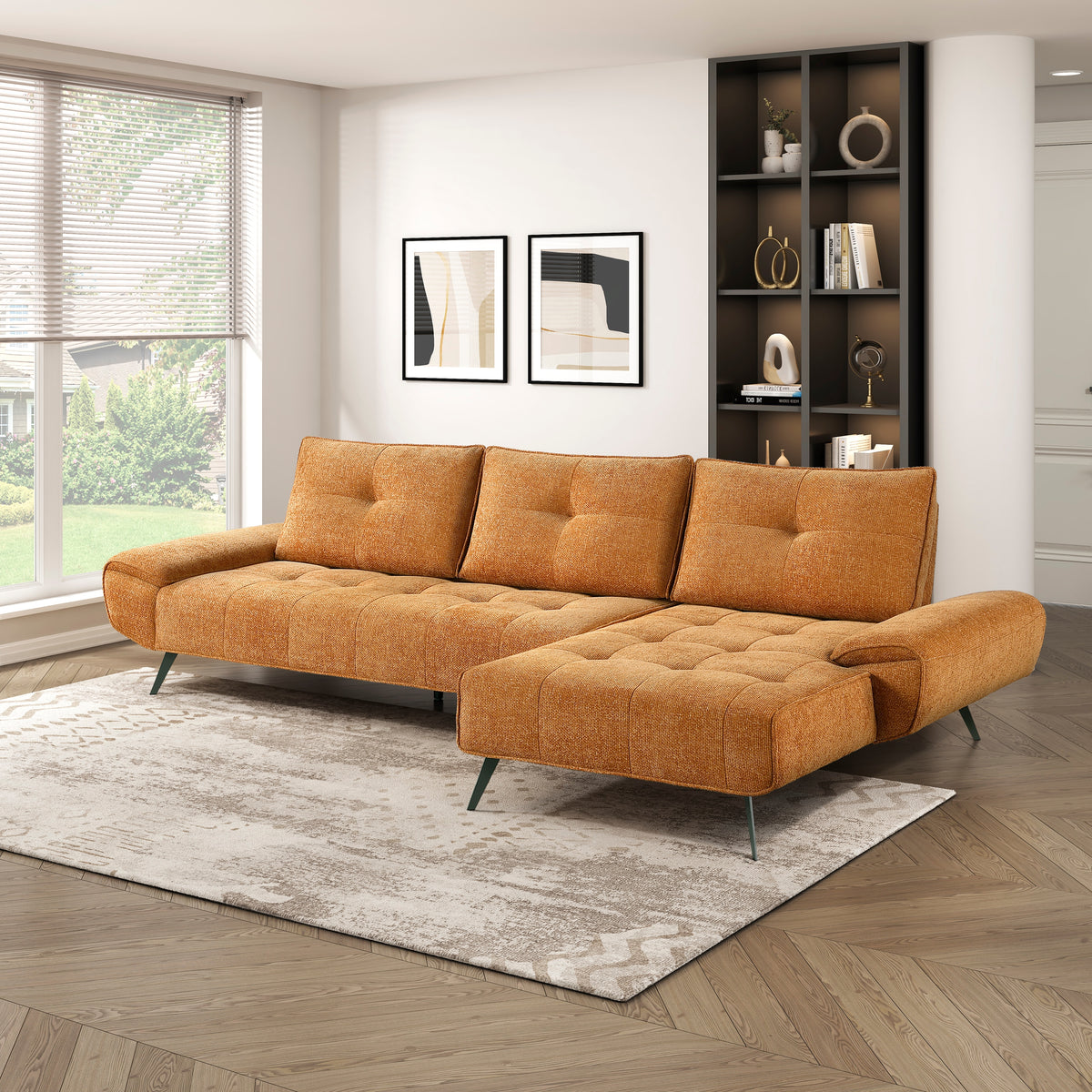 Dominic Orange 2-Piece Sectional with Right Chaise – Luna Furniture