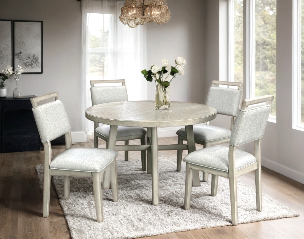 Domino Light Gray 5-Piece Dining Set – Luna Furniture