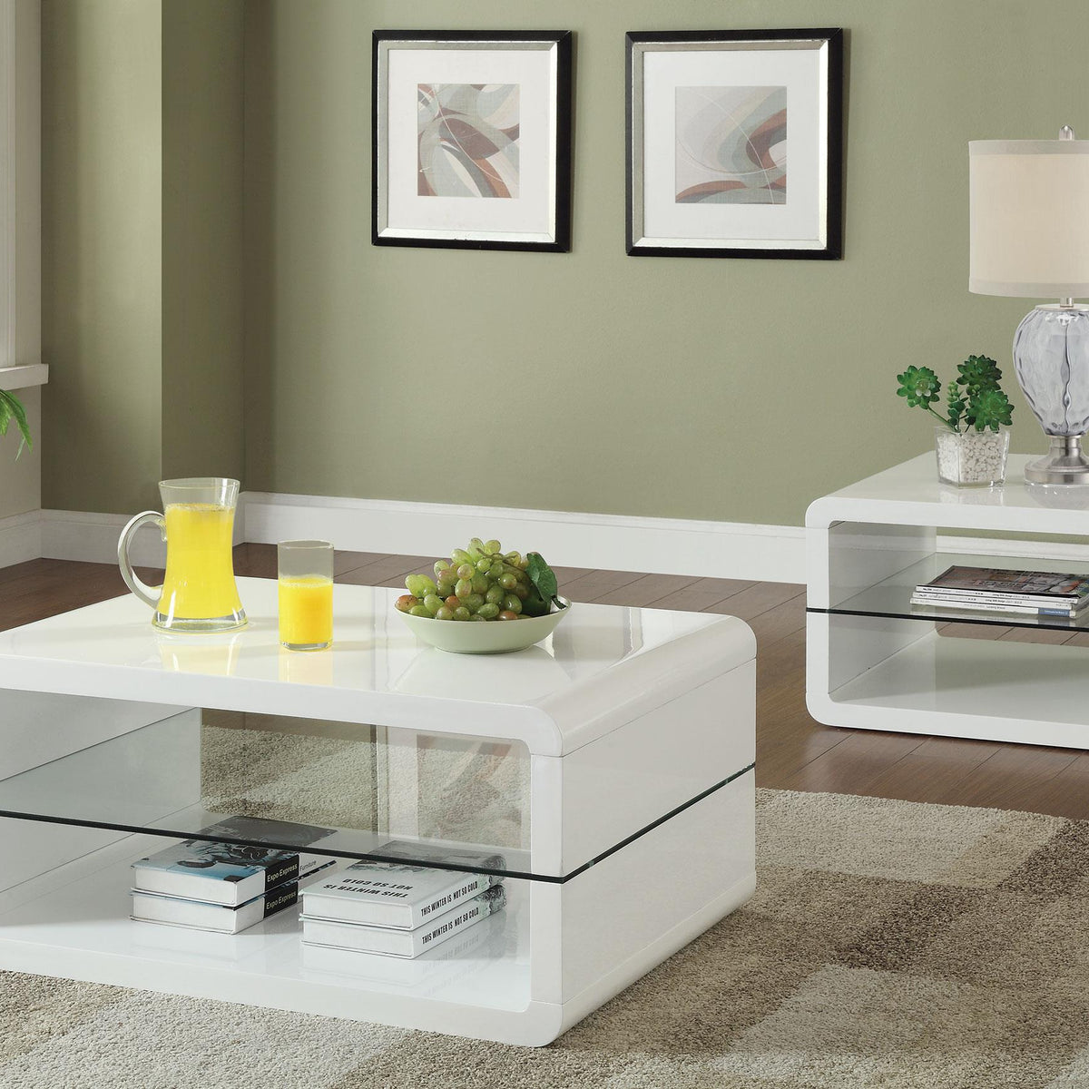 Elana White 2-Piece High Gloss Coffee and End Table Set – Luna Furniture