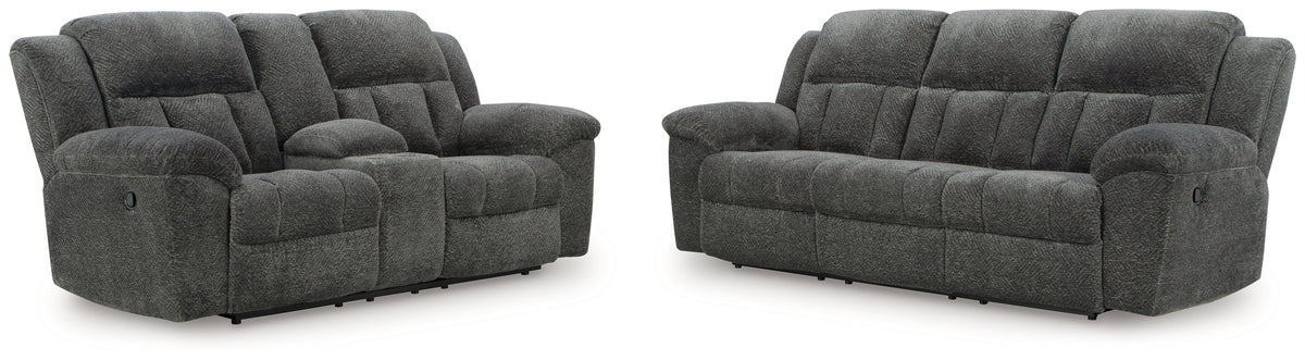 Frohn Graphite Reclining Sofa and Loveseat – Luna Furniture