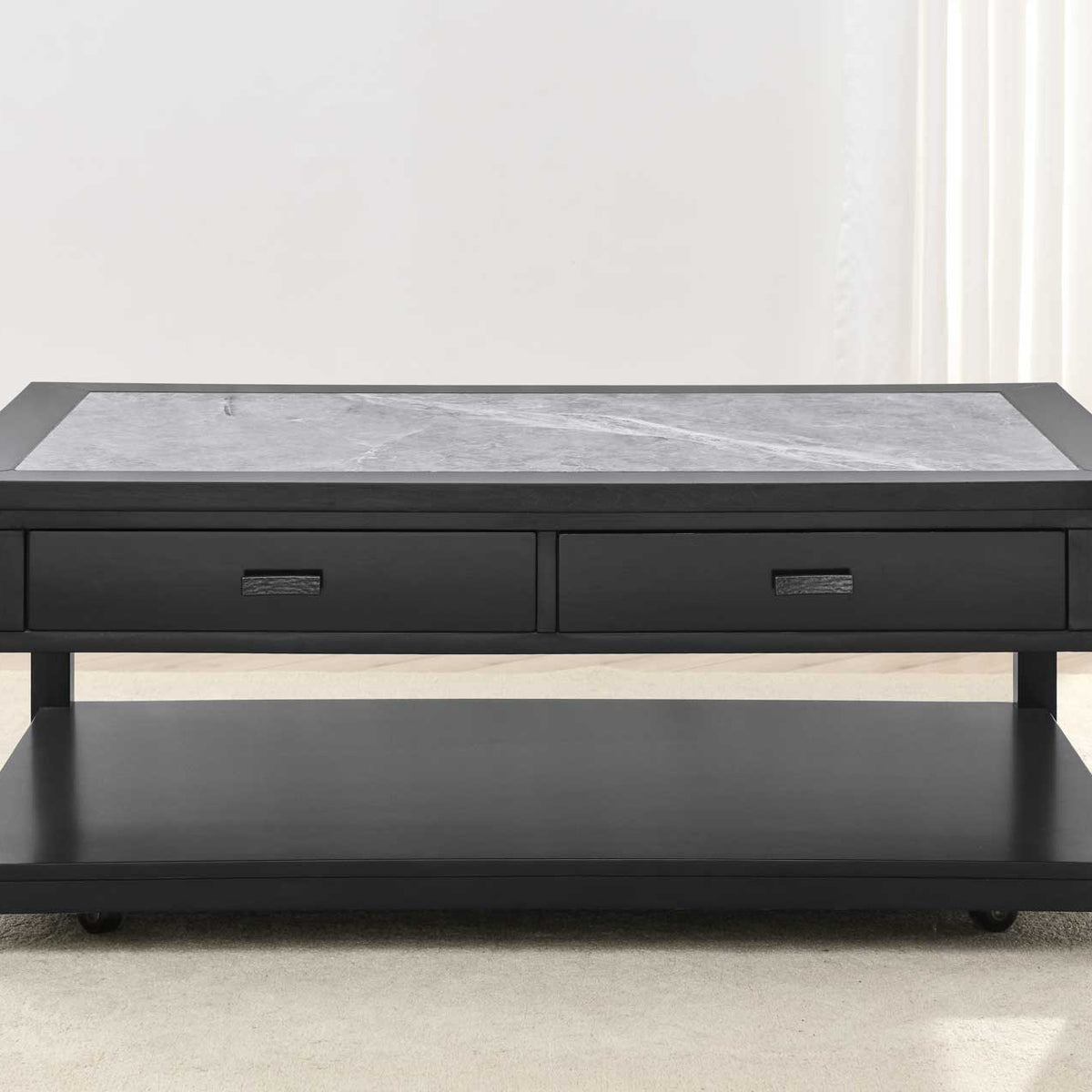 Garvine Sintered Stone Coffee Table with Casters – Luna Furniture