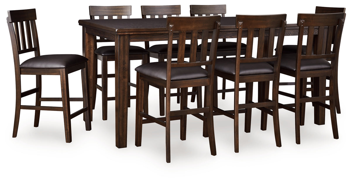 Haddigan Counter Height Dining Table and 8 Barstools in Dark Brown ...