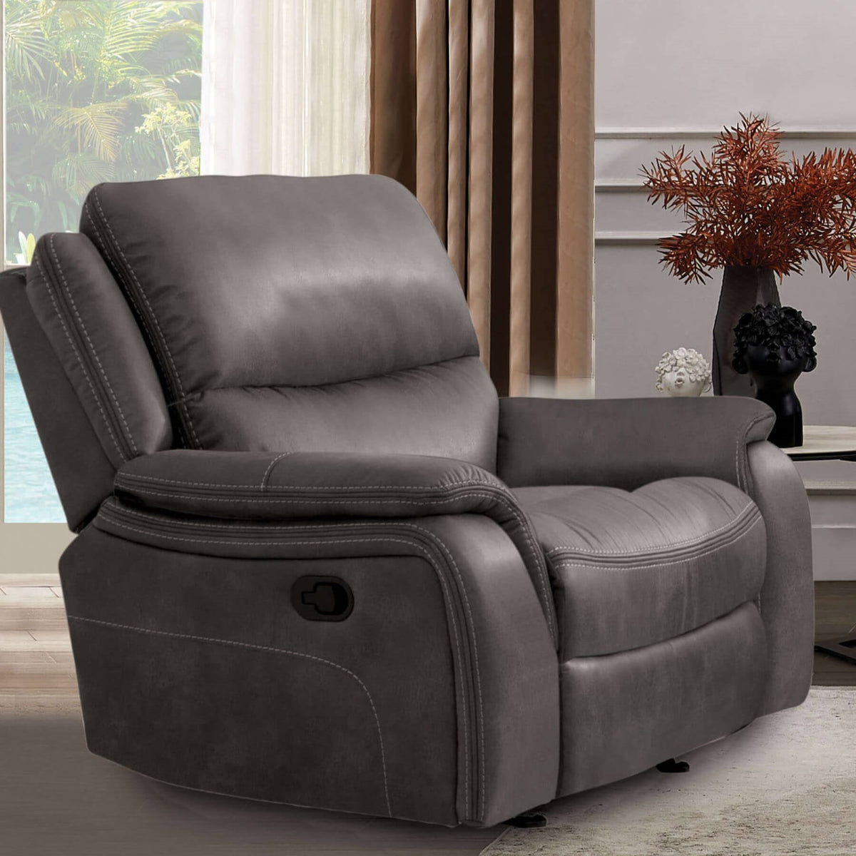 Henricus Dark Gray Glider Recliner – Luna Furniture