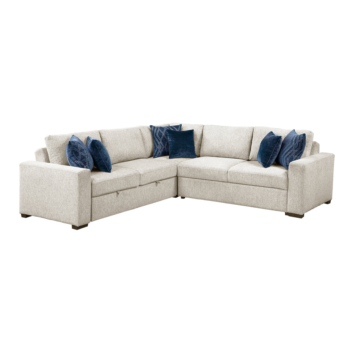 Isla Beige 3-Piece Sectional with Pull-out Bed – Luna Furniture