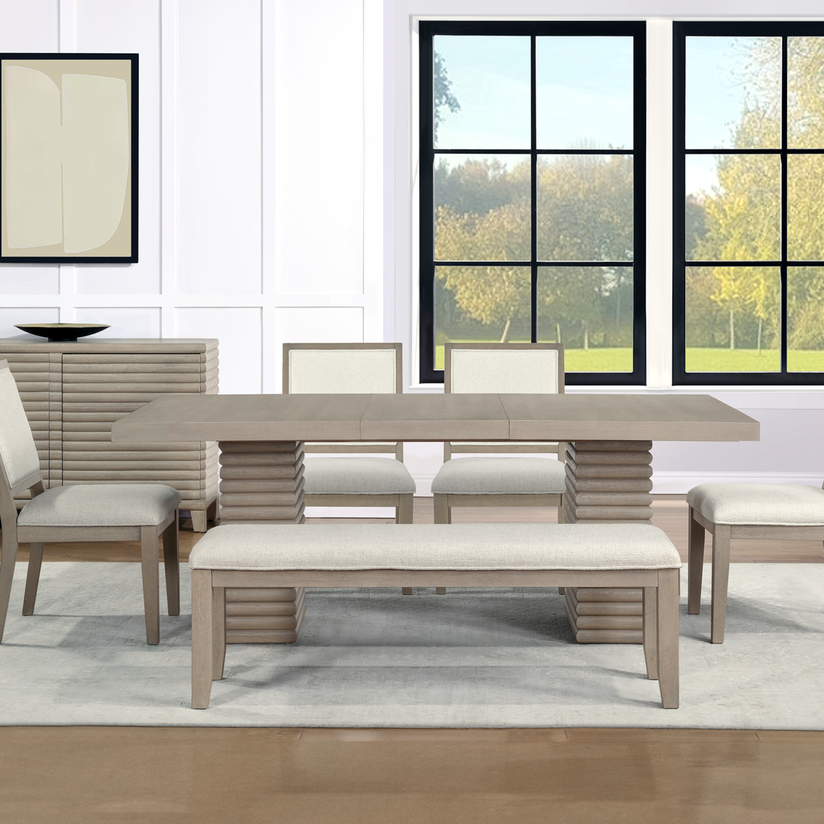 Lily Greige Dining Room Set – Luna Furniture