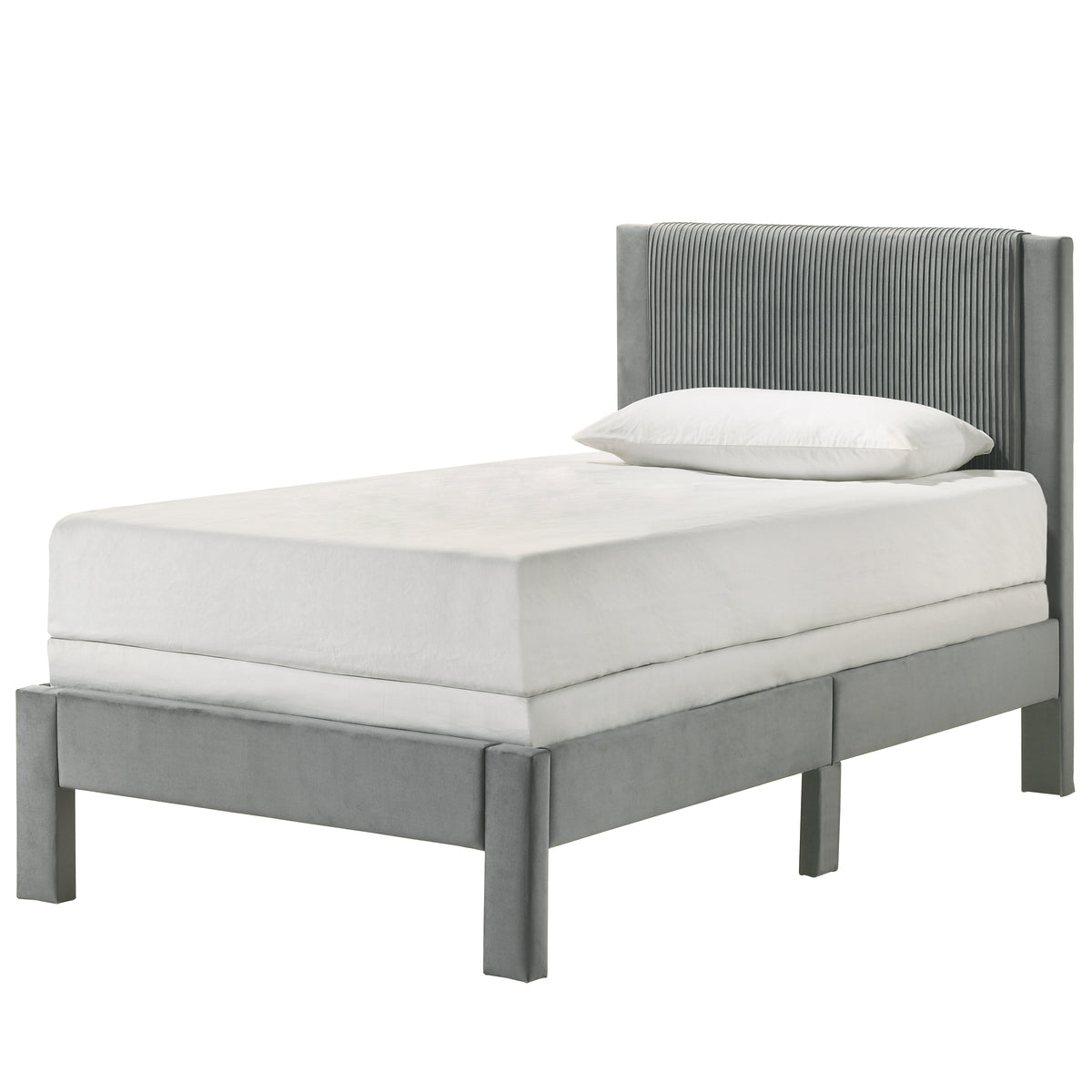 Lucia Light Gray Twin Platform Bed – Luna Furniture