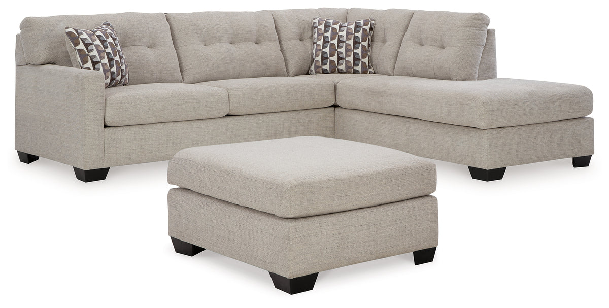 Mahoney Pebble 2-Piece Sectional with Ottoman – Luna Furniture