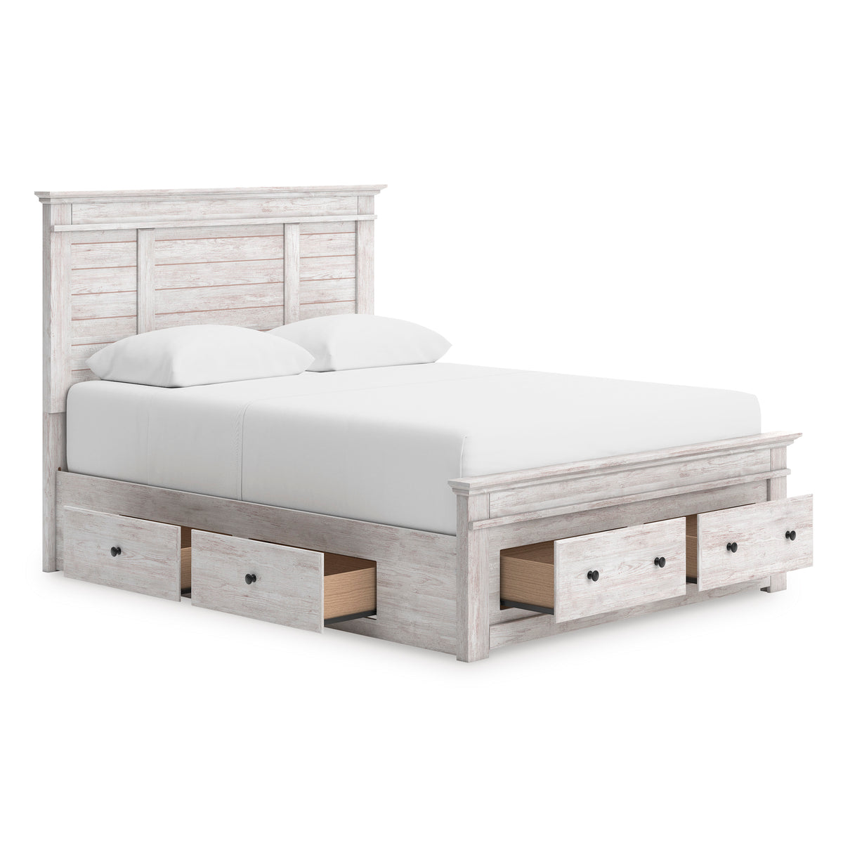 Makidern Whitewash Full Panel Storage Bed – Luna Furniture