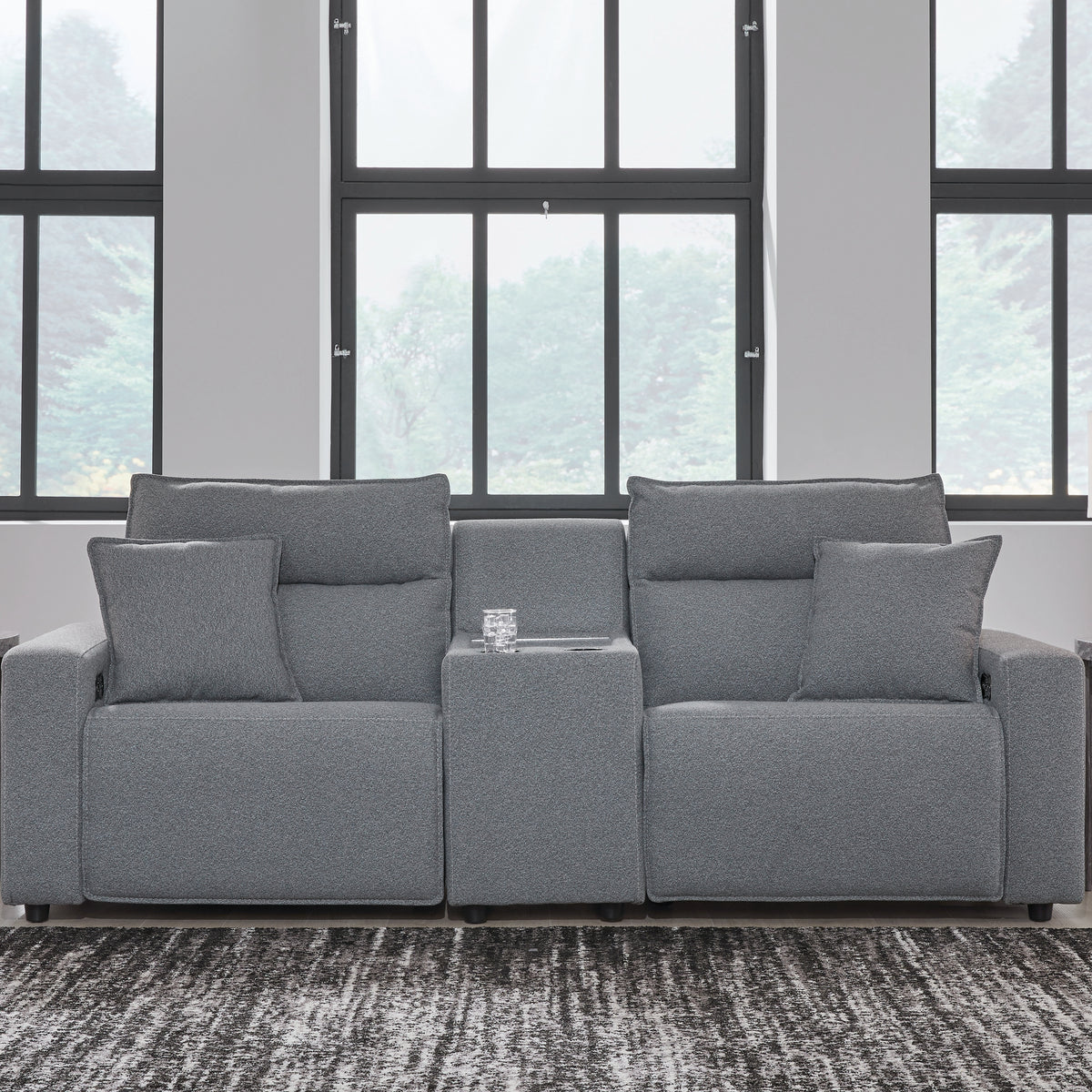 Ashley Modmax II Salt and Pepper 3-Piece Power Reclining Loveseat with ...