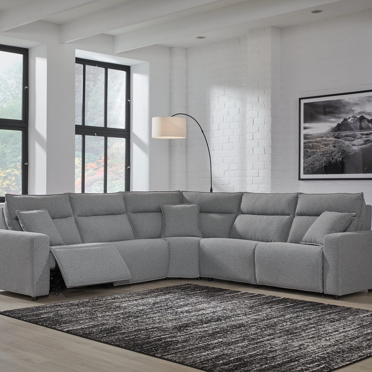 Modmax II Salt and Pepper 5-Piece L-Shape Power Reclining Sectional ...