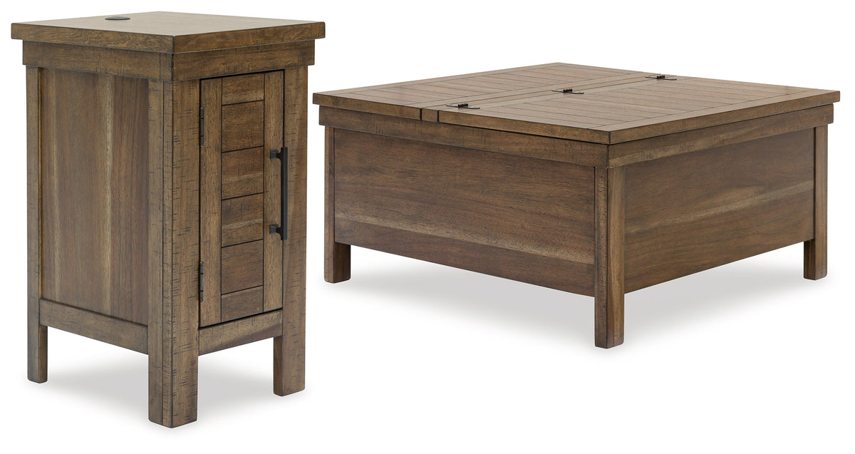 Moriville Coffee Table with 1 End Table in Grayish Brown – Luna Furniture