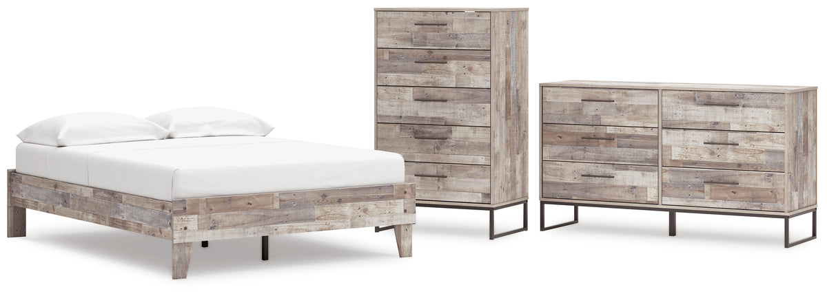 Neilsville Full Platform Bed with Dresser and Chest in Whitewash – Luna ...