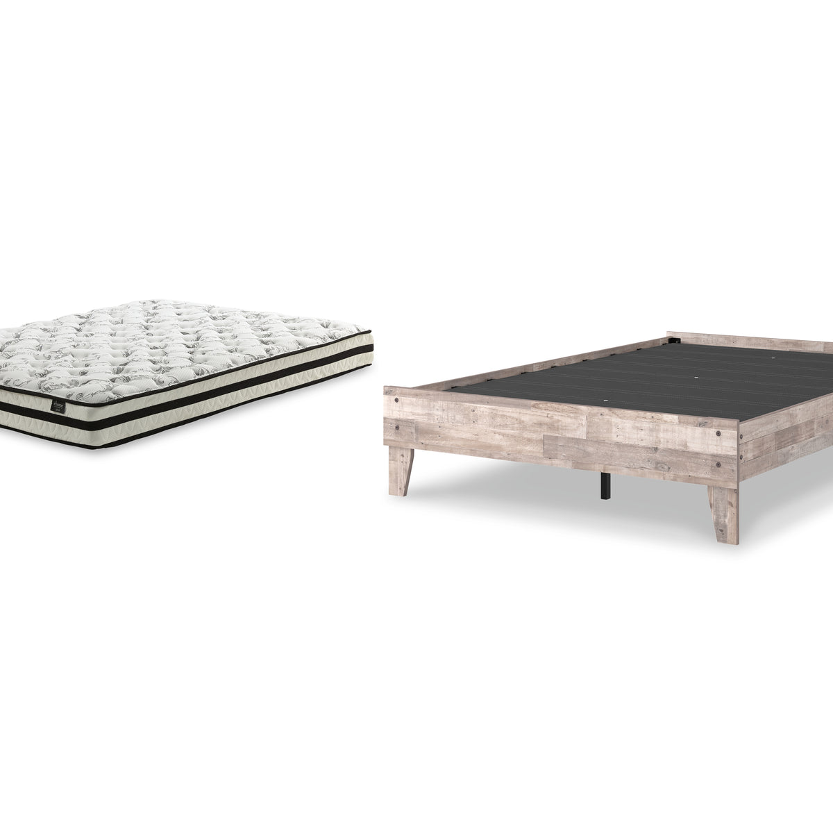 Neilsville Full Platform Bed with Mattress in Whitewash – Luna Furniture