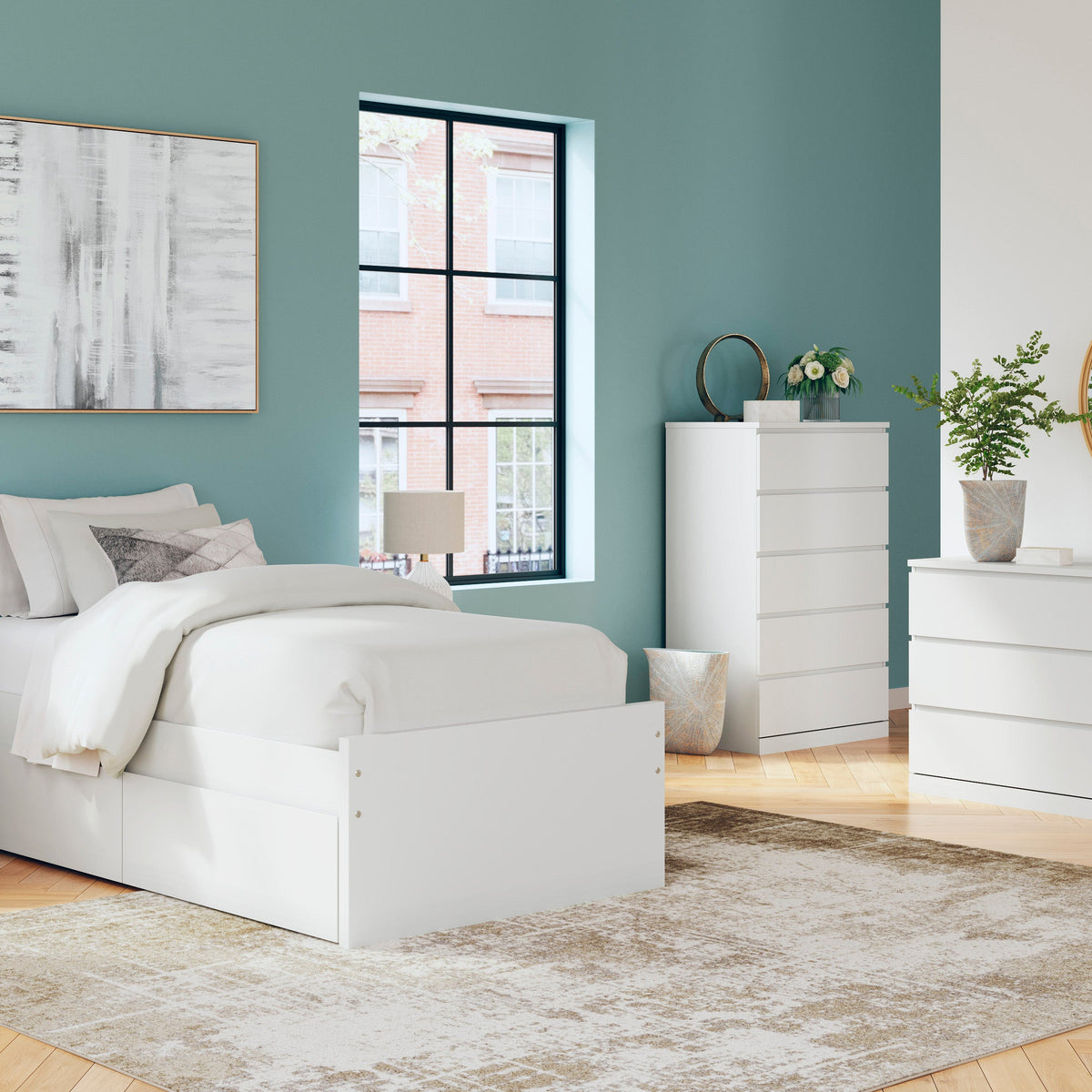 Ashley Onita White Youth Storage Platform Bedroom Set with 2 Drawers ...