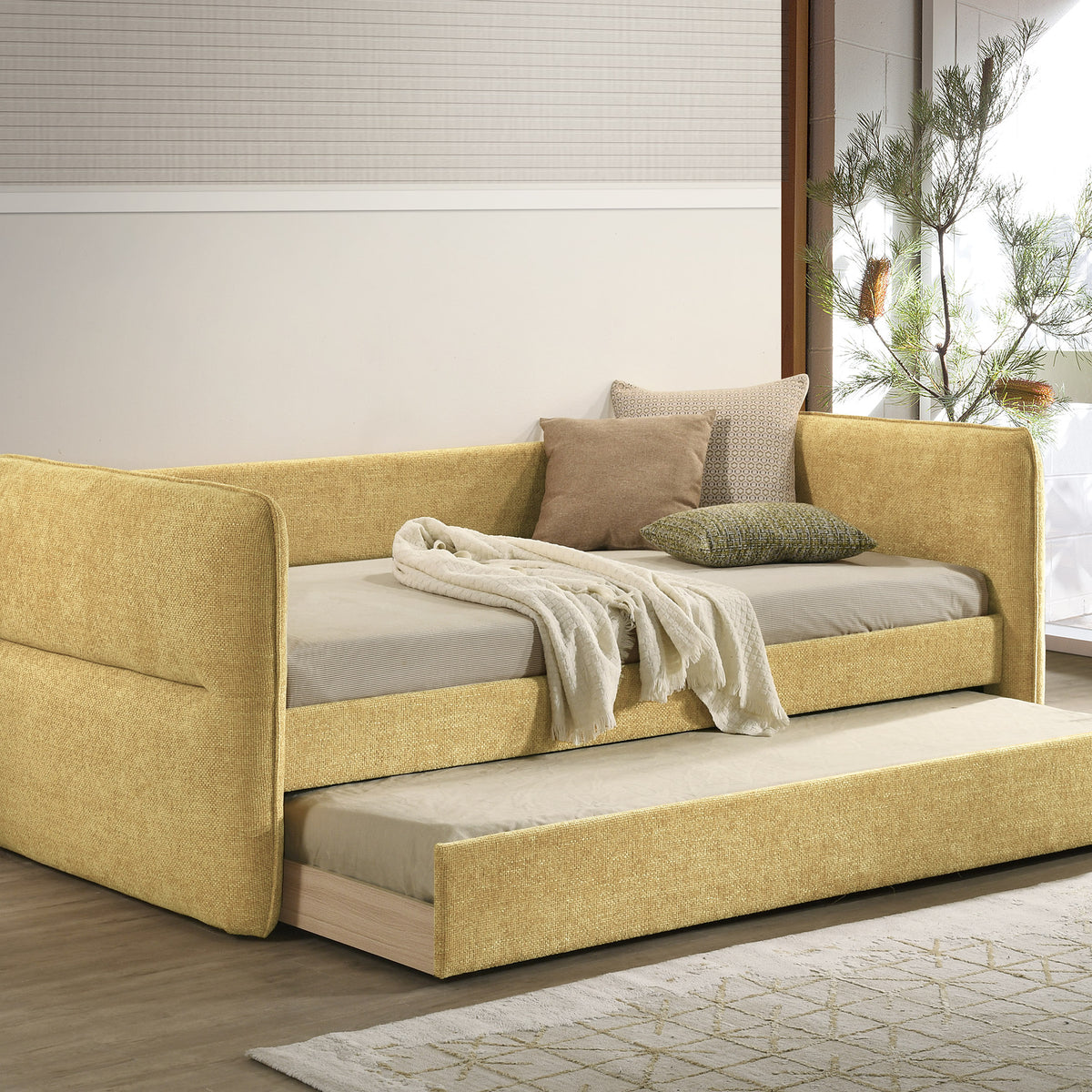 Philipa Gold Daybed with Trundle – Luna Furniture