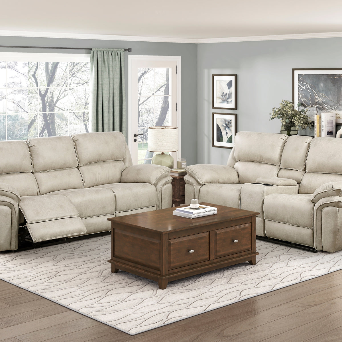 Proctor Pawter Power Double Reclining Living Room Set – Luna Furniture