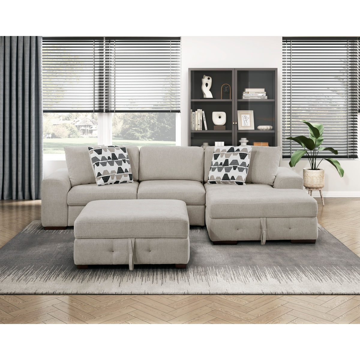 Raife Taupe 3-Piece Sectional with Right Chaise and Ottoman – Luna ...