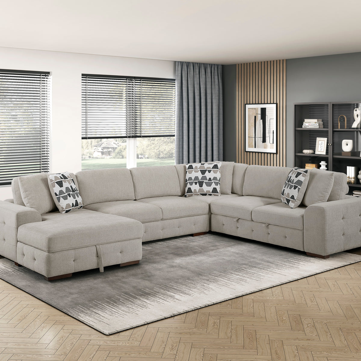 Raife Taupe 4-Piece Sectional with Left Chaise – Luna Furniture