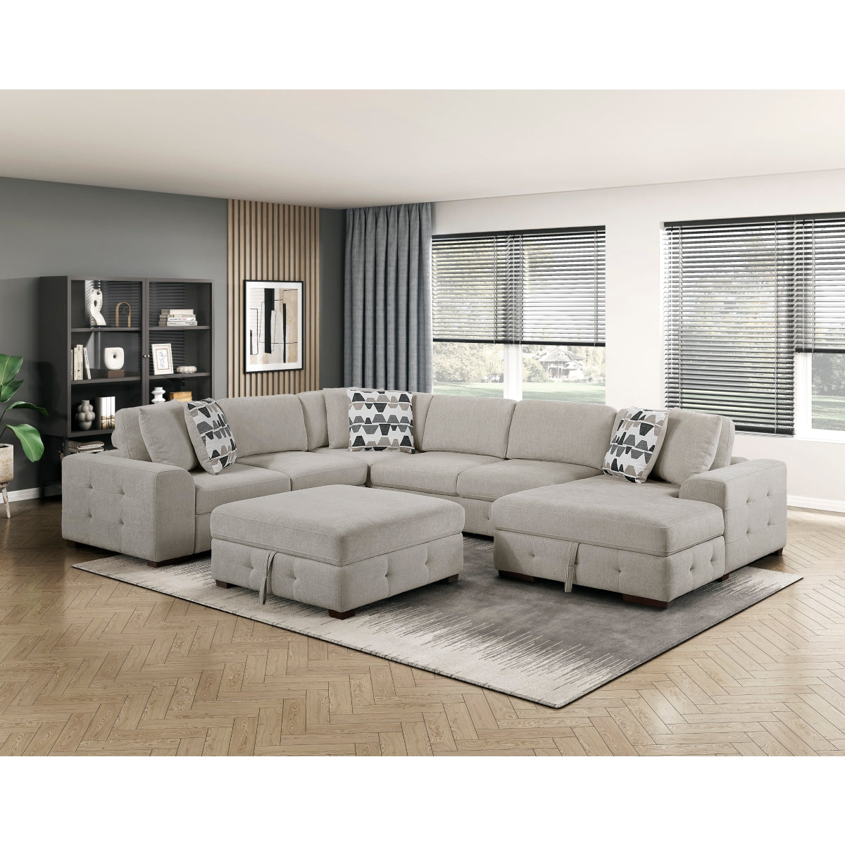 Raife Taupe 5-Piece Sectional with Right Chaise and Ottoman – Luna ...