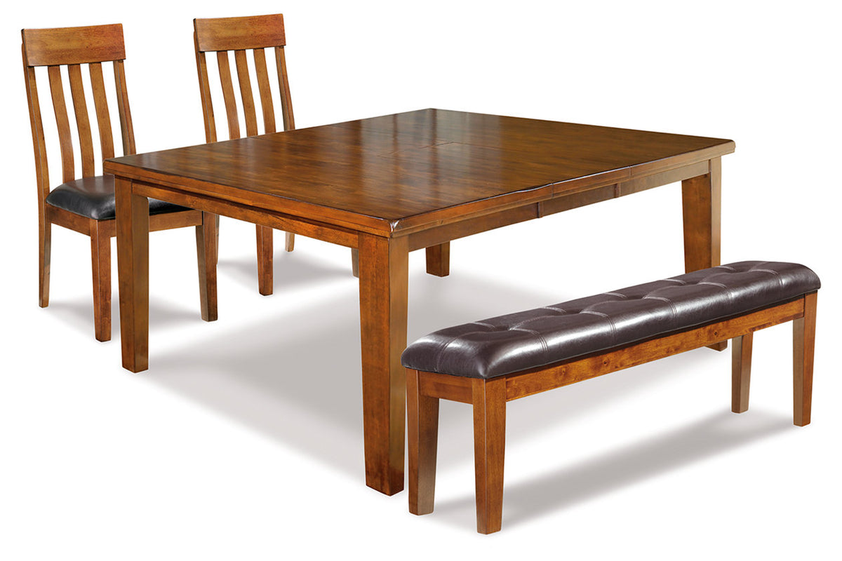 Ralene Medium Brown Dining Table and 2 Chairs and Bench – Luna Furniture