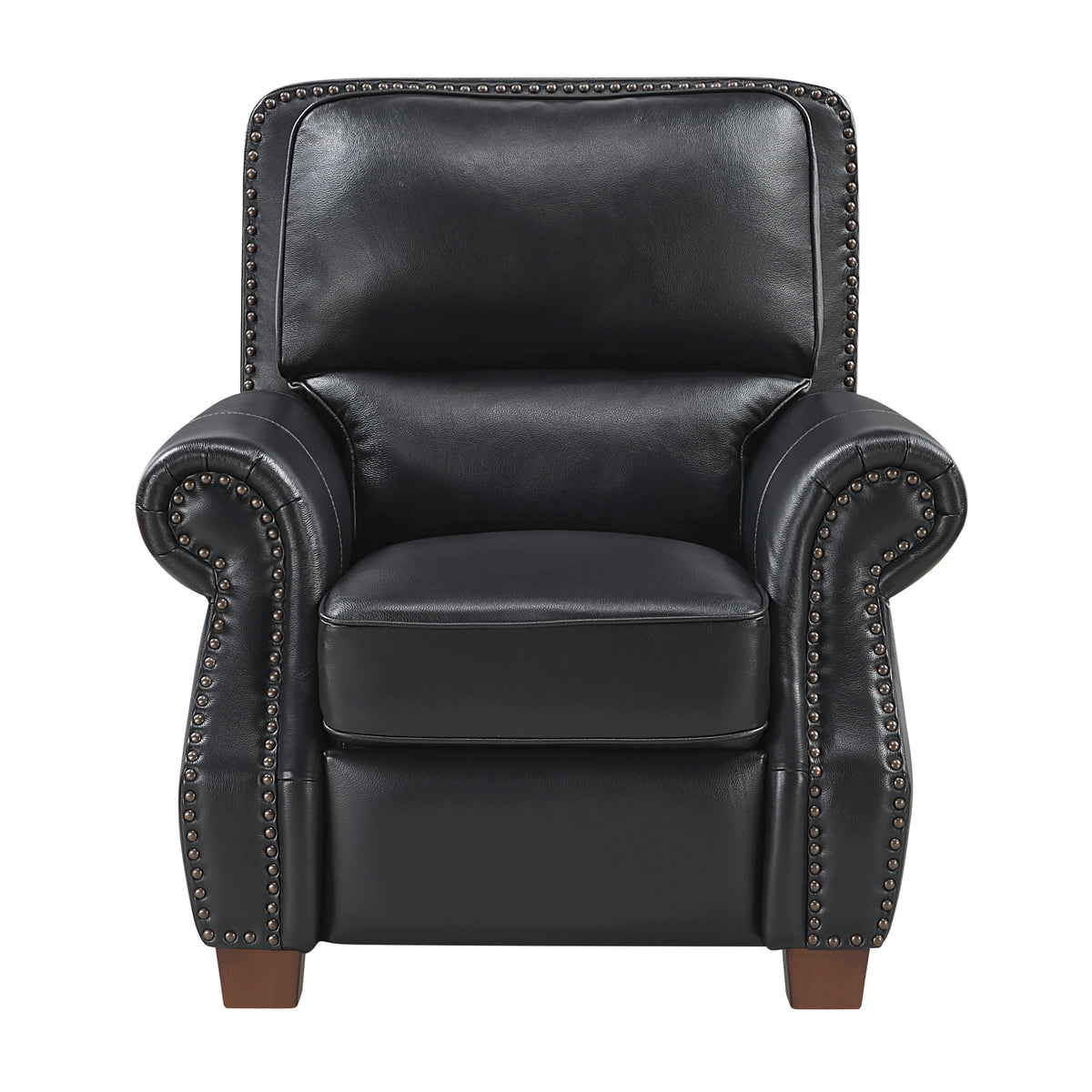 Remington Black Push Back Leather Reclining Chair – Luna Furniture