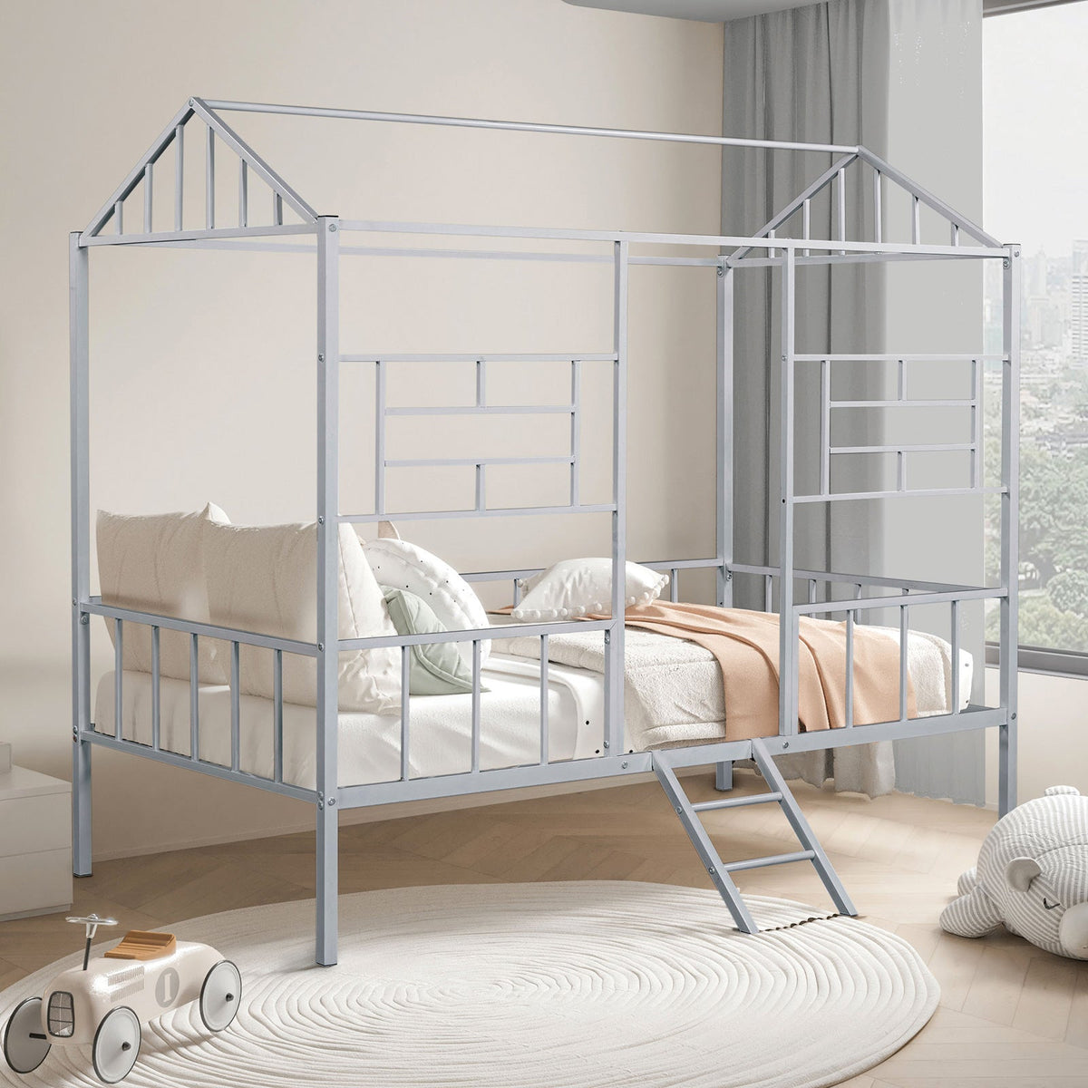 Rhonda Silver Twin Loft Bed – Luna Furniture