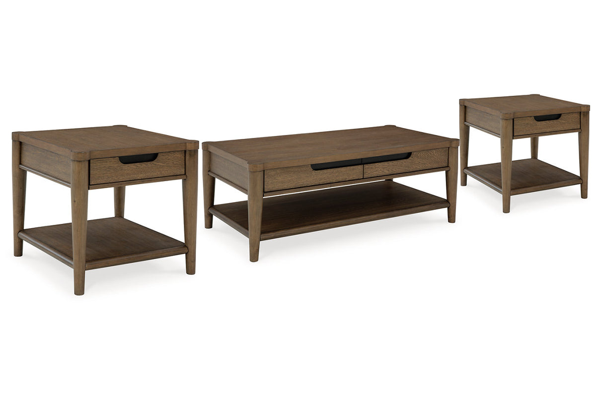 Ashley Roanhowe Brown Coffee Table and 2 End Tables – Luna Furniture