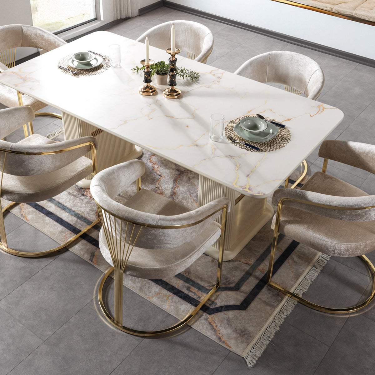 Santana Ivory 7-Piece Dining Set – Luna Furniture