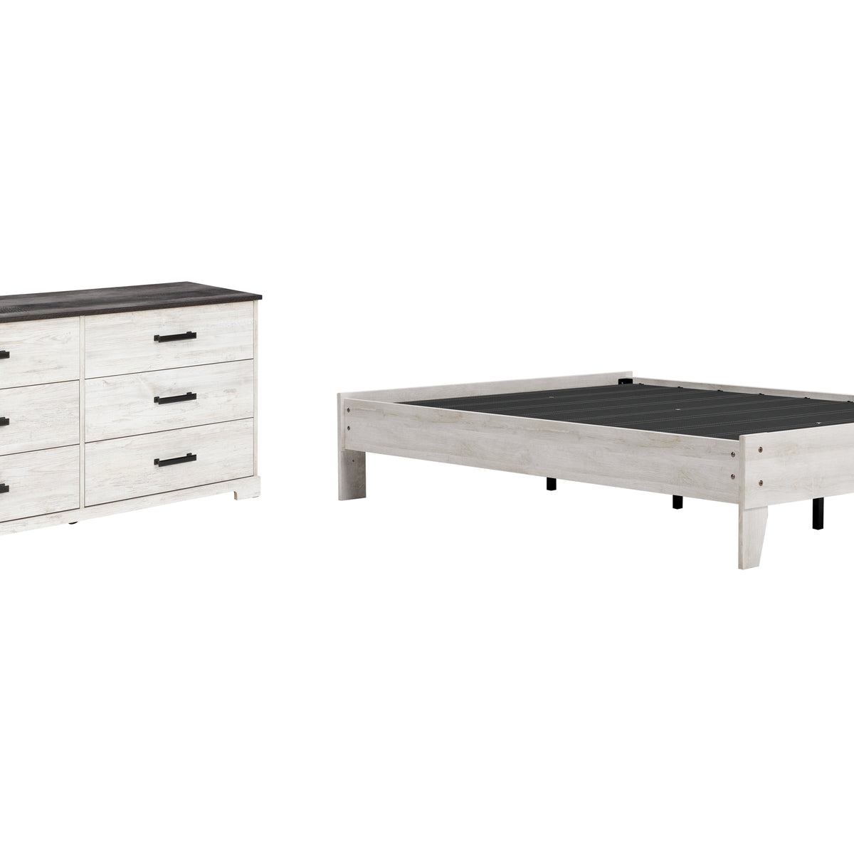 Shawburn Full Platform Bed with Dresser in Whitewash – Luna Furniture